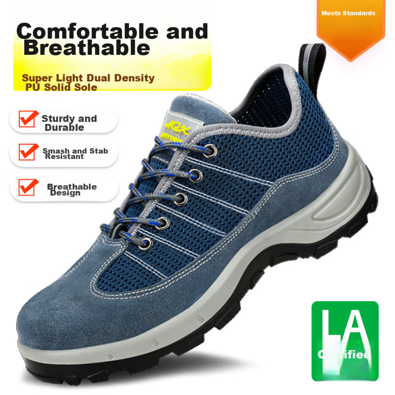 JUNBU Safety Shoes for Men with Steel Toe Cap, Anti-Smashing, Anti-Puncture, Wear-Resistant, Lightweight, Breathable, Construction Site Work Safety Functional Shoes 2156T Size 43