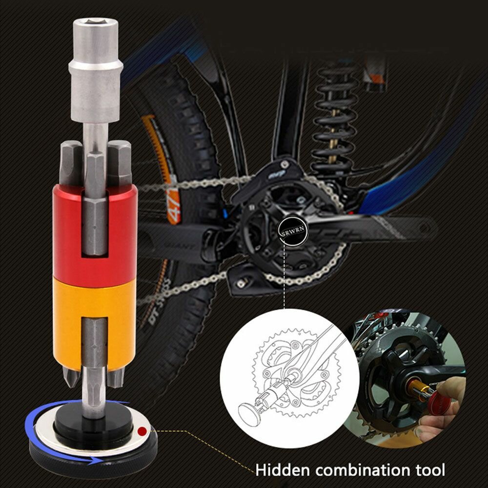 SRWRN Портативный скрытый многофункциональный комбинированный инструмент для велосипеда. Шестигранный ключ T25. Подходит для полых нажимных пластин диаметром менее 21 мм. Черный.