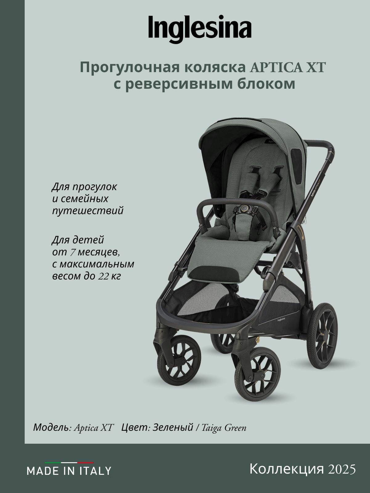 Прогулочная коляска Inglesina Aptica XT Taiga Green