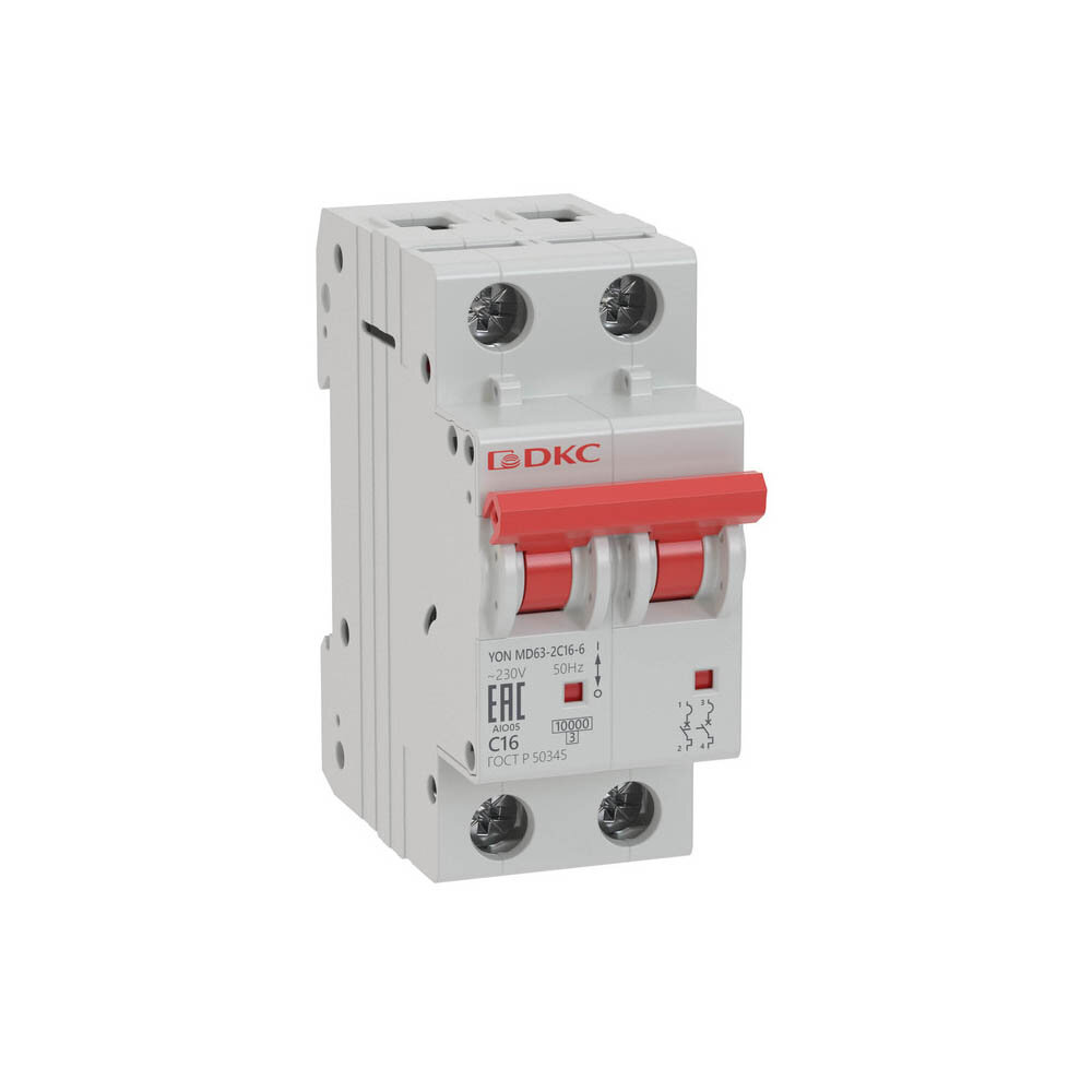 DKC Авт. выкл. модульный YON MD63 2P 25А C 10kA, MD63-2C25-10