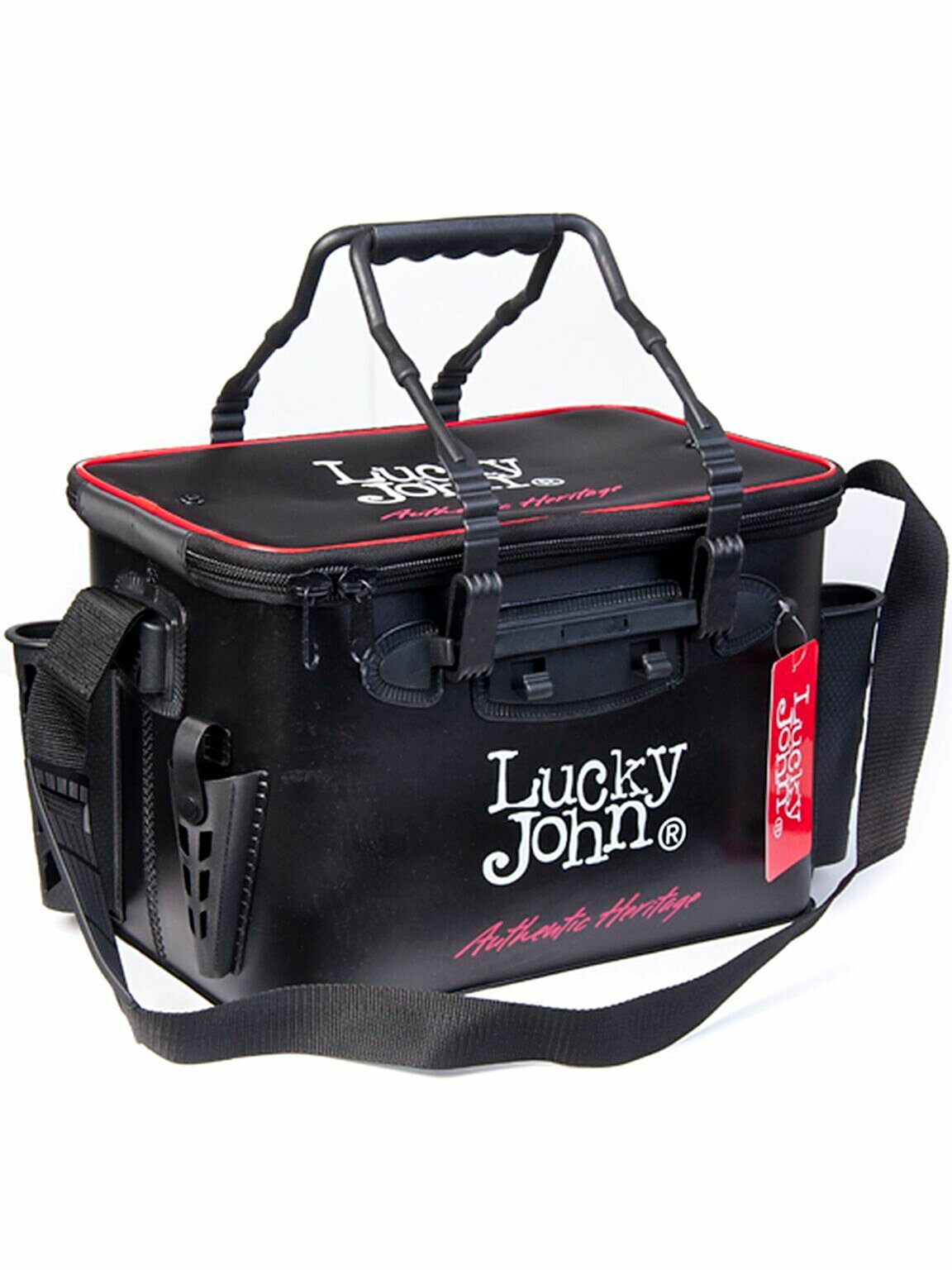 Сумка для рыбалки летняя с карманами походная Lucky John EVA 360х230х250, органайзер для снастей аксессуаров и принадлежностей водонепроницаемая наплечная