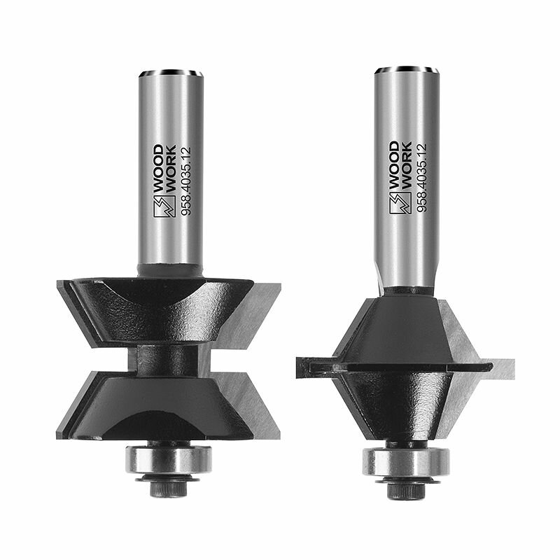 Комплект профессиональных фрез для кромочного соединения с тефлоновым покрытием D 40.5мм Н 25,4мм L 77мм хв.12мм