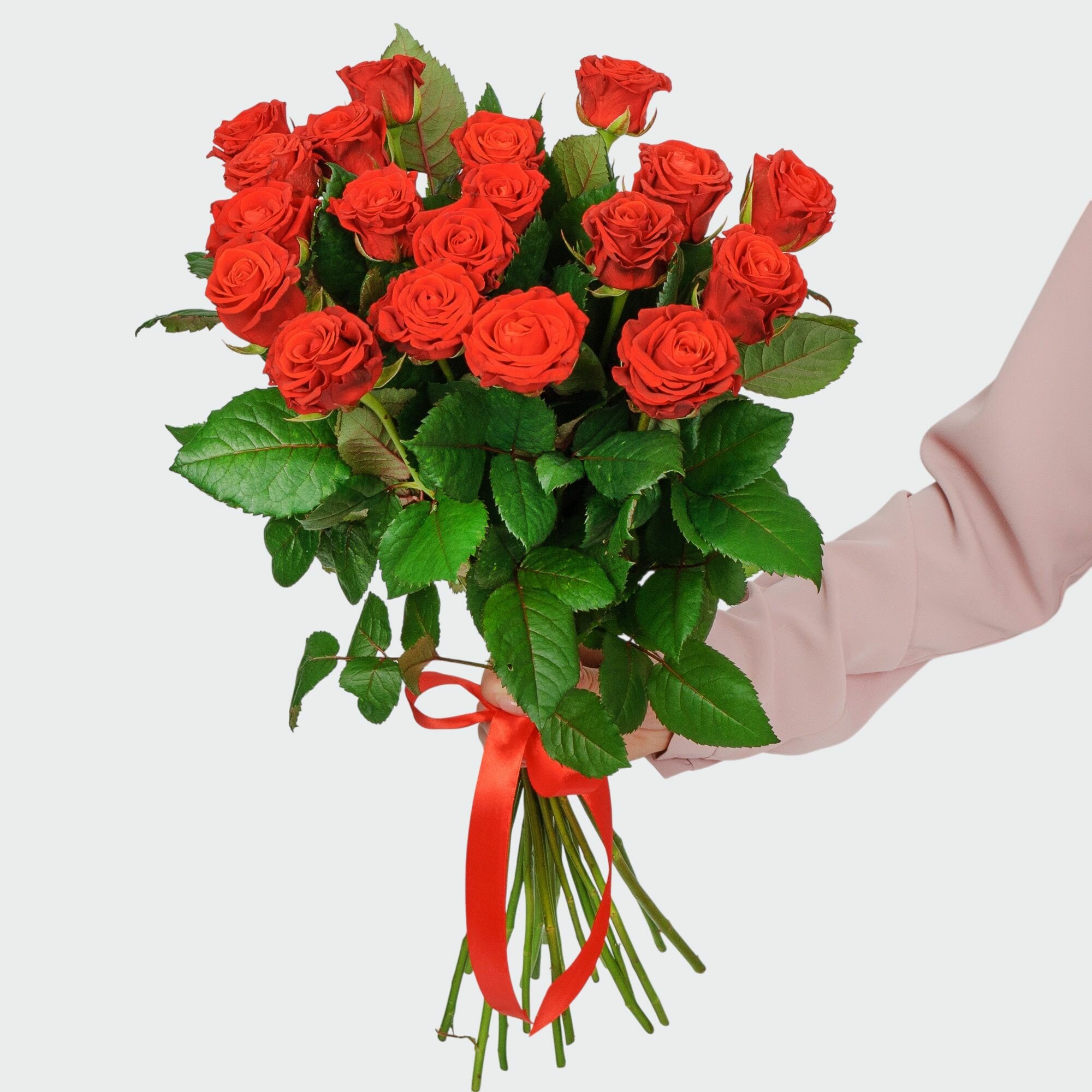 Букет от СоюзЦветТорг из 19 роз сорта Эль торо, высота 60см, цвет красный