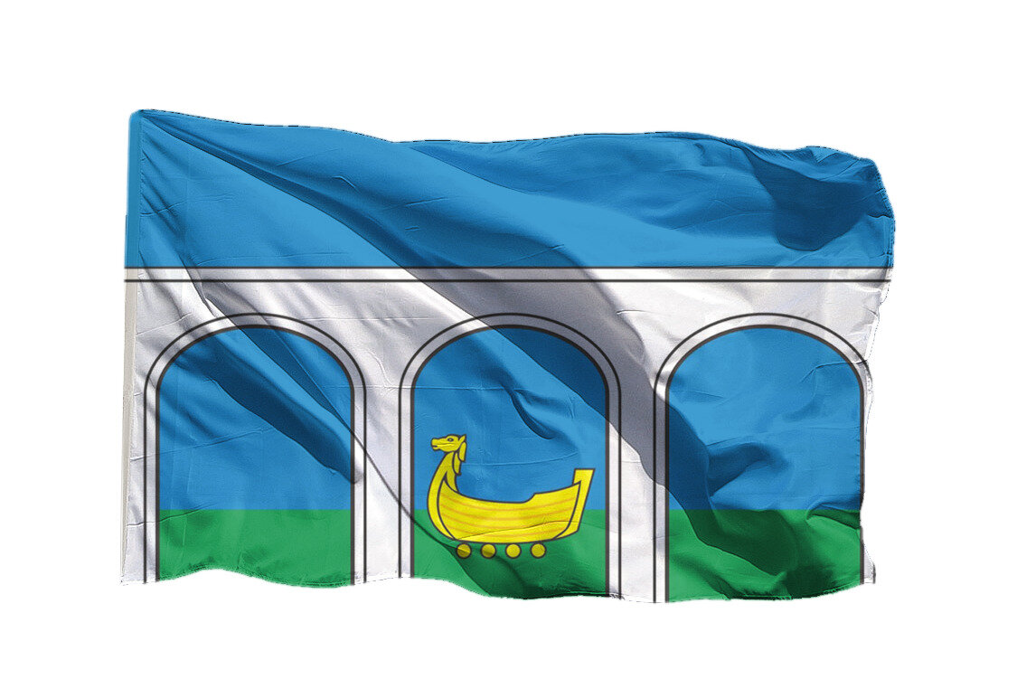 Флаг Мытищ на шёлке, 70х105 см для ручного древка