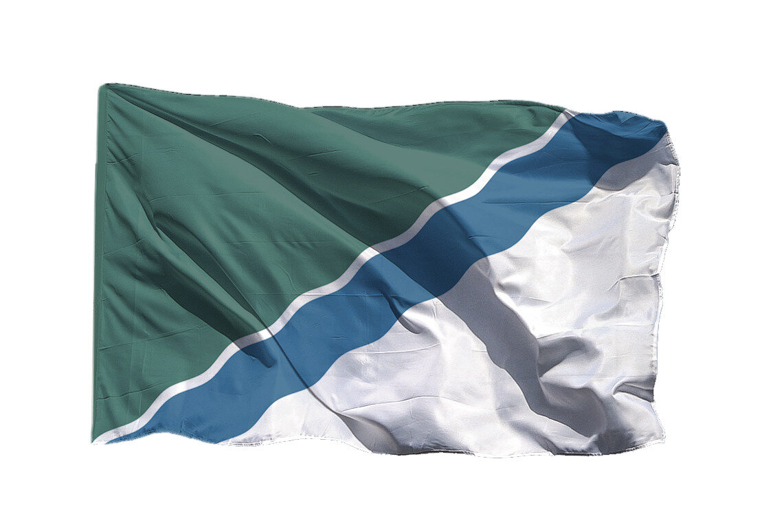 Флаг Новосибирска на шёлке, 70х105 см - для ручного древка