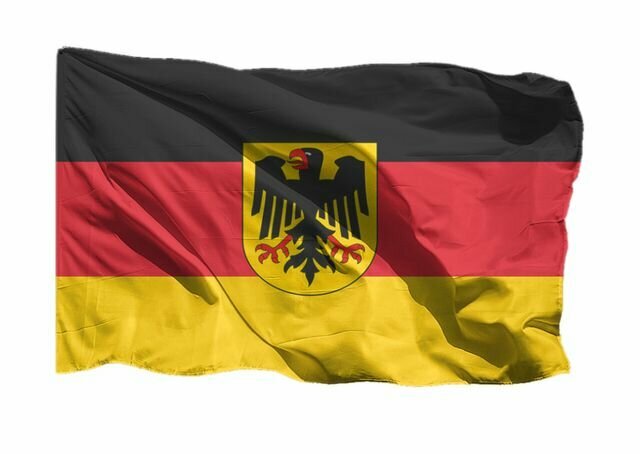 Немецкий флаг Германии ФРГ на шёлке, 70х105 см - для ручного древка