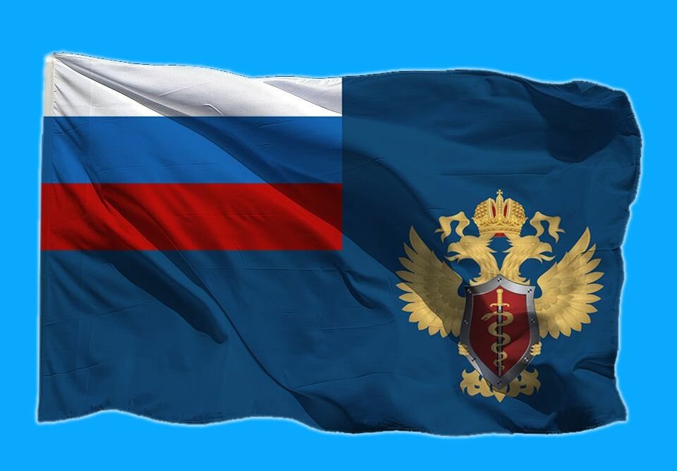 Флаг фскн России Федеральной службы Российской Федерации по контролю за оборотом наркотиков 90х135 см на сетке для улицы, для флагштока