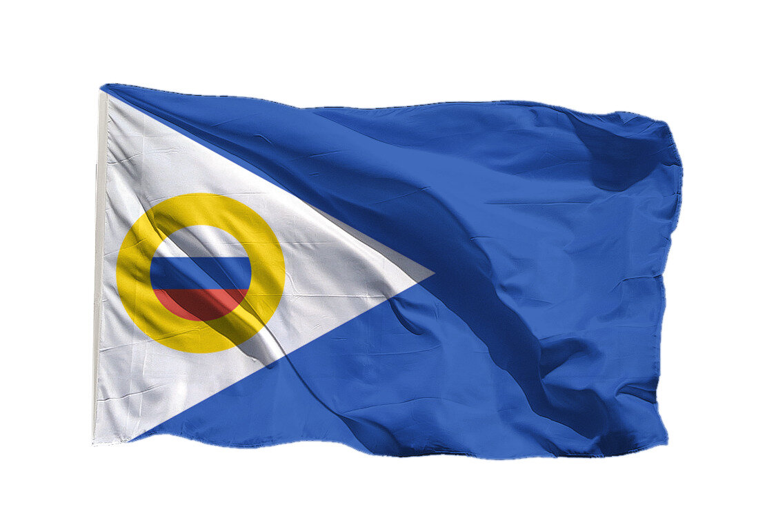 Флаг Чукотки - Чукотского автономного округа на сетке 100х150 см для уличного флагштока