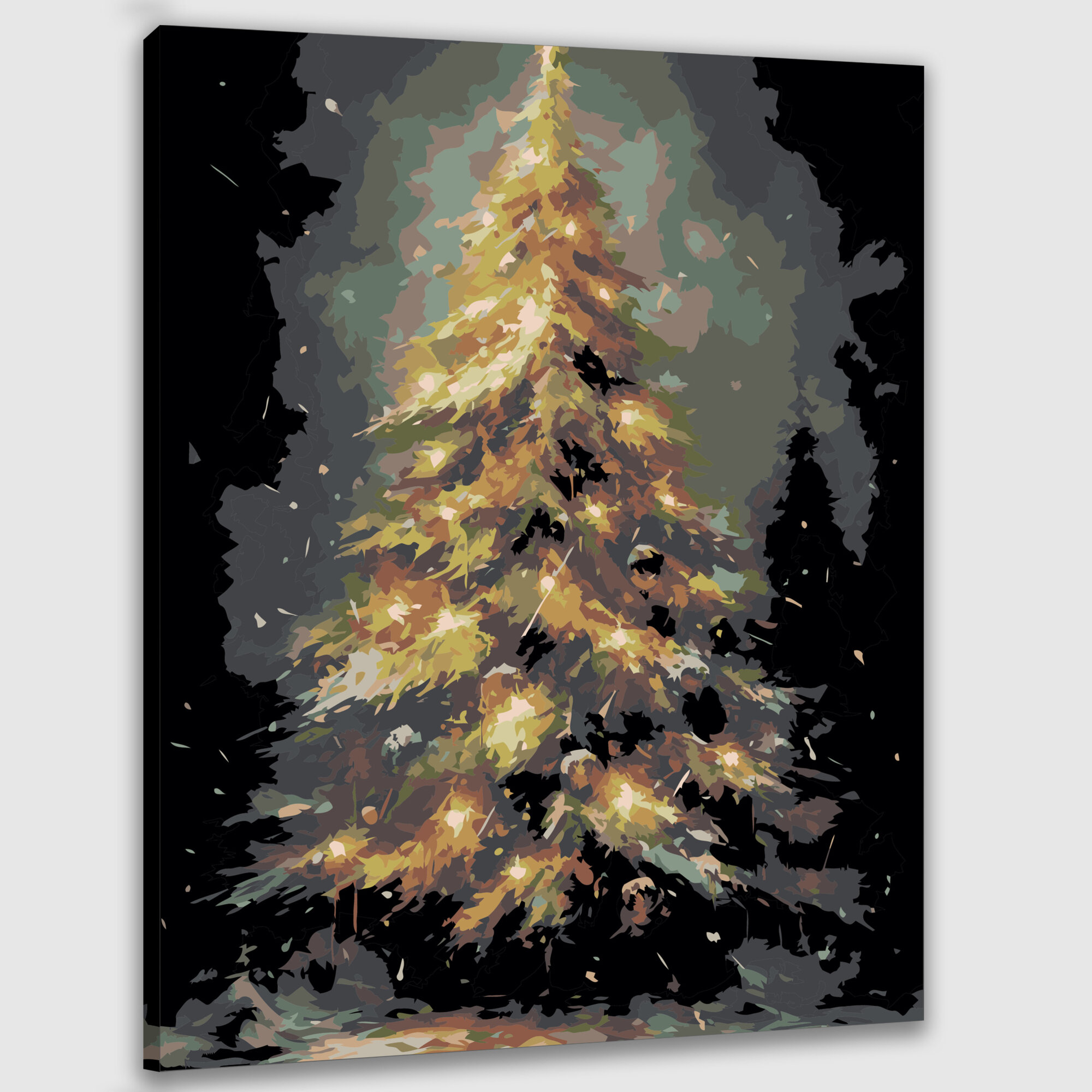 Картина по номерам 40x50 см, акриловая картина, рождественская елка, украшения, огни, волшебство, мазки кисти