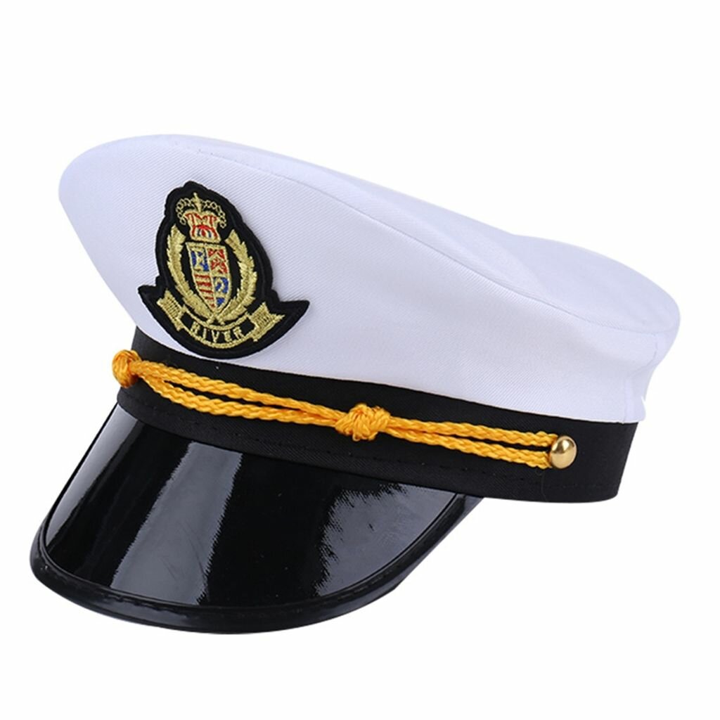 Белая вышитая матросская фуражка с золотой этикеткой "пшеничный колос"