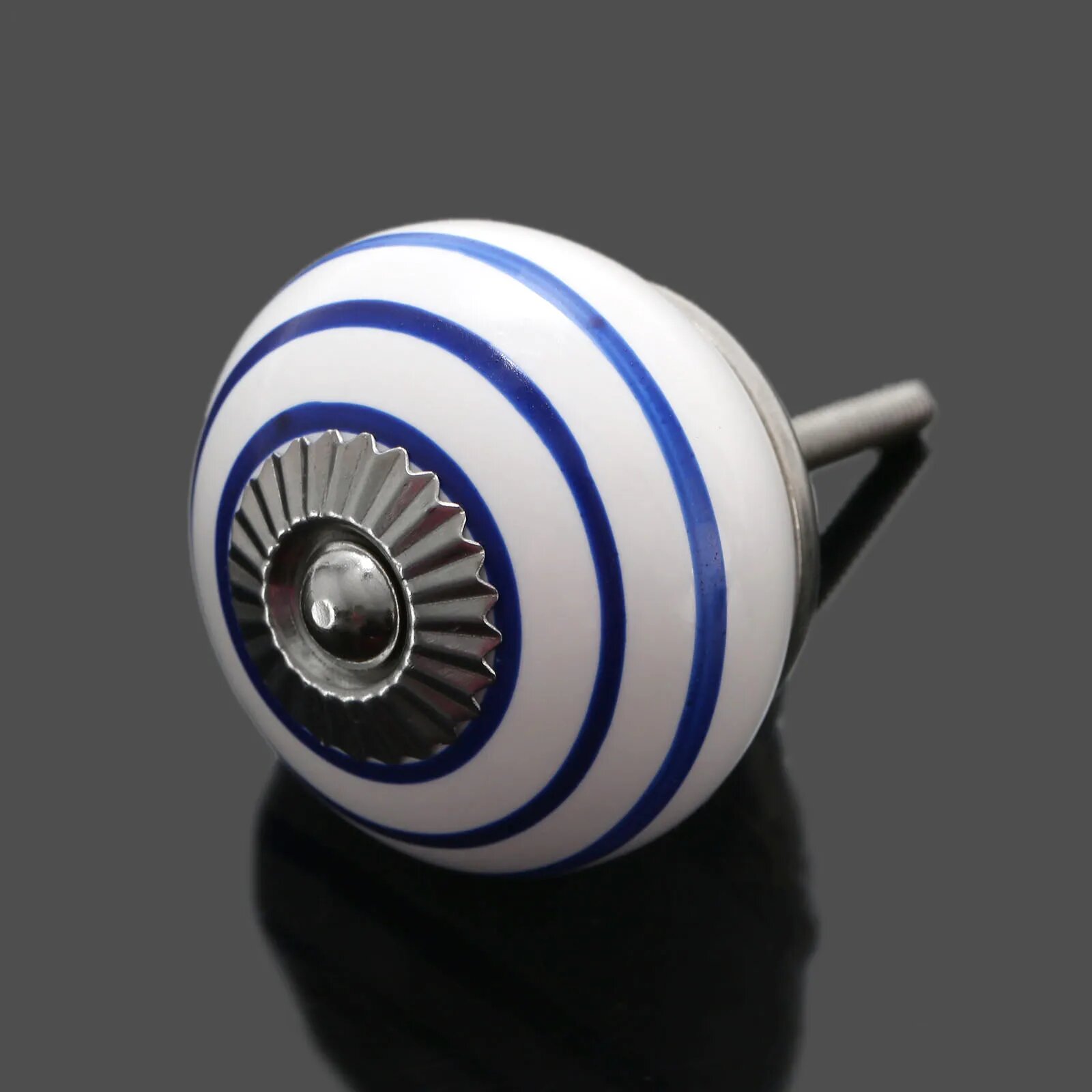 Ручки для дверей, керамические, темно-синие, белые, в полоску, 1 шт.