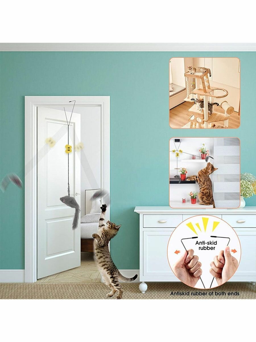 Игрушка "Цветные шарики" на резинке для кошек и котят, подвесная, с универсальным креплением