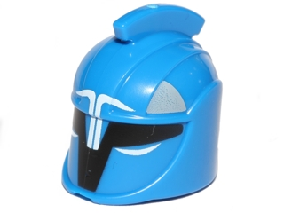 Minifigure, Headgear Helmet SW Senate Commando Captain with Black Markings and White Angled Lines Pattern, 64806pb03 Blue U