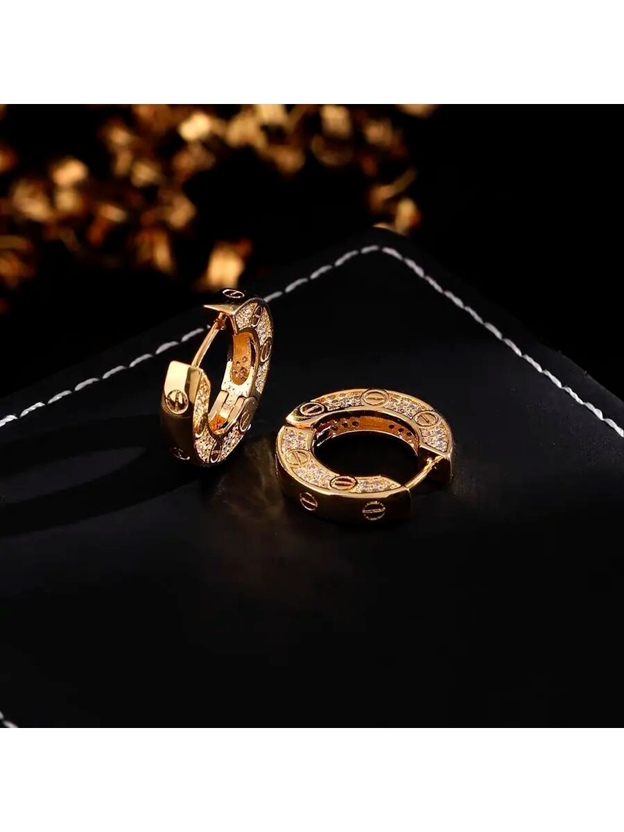 Серьги конго, циркон, кристалл, фианит