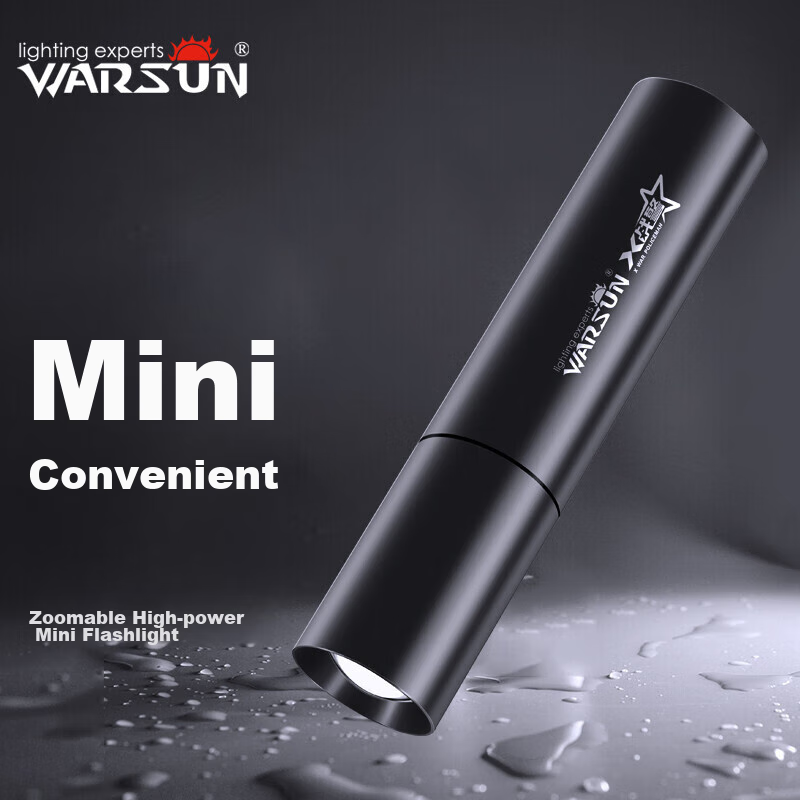 Warsun 518B Flashlight, Compact LED, High Brightness, Zoomable, Multifunctional, Mini, for Outdoor And Home Use, Long-Range