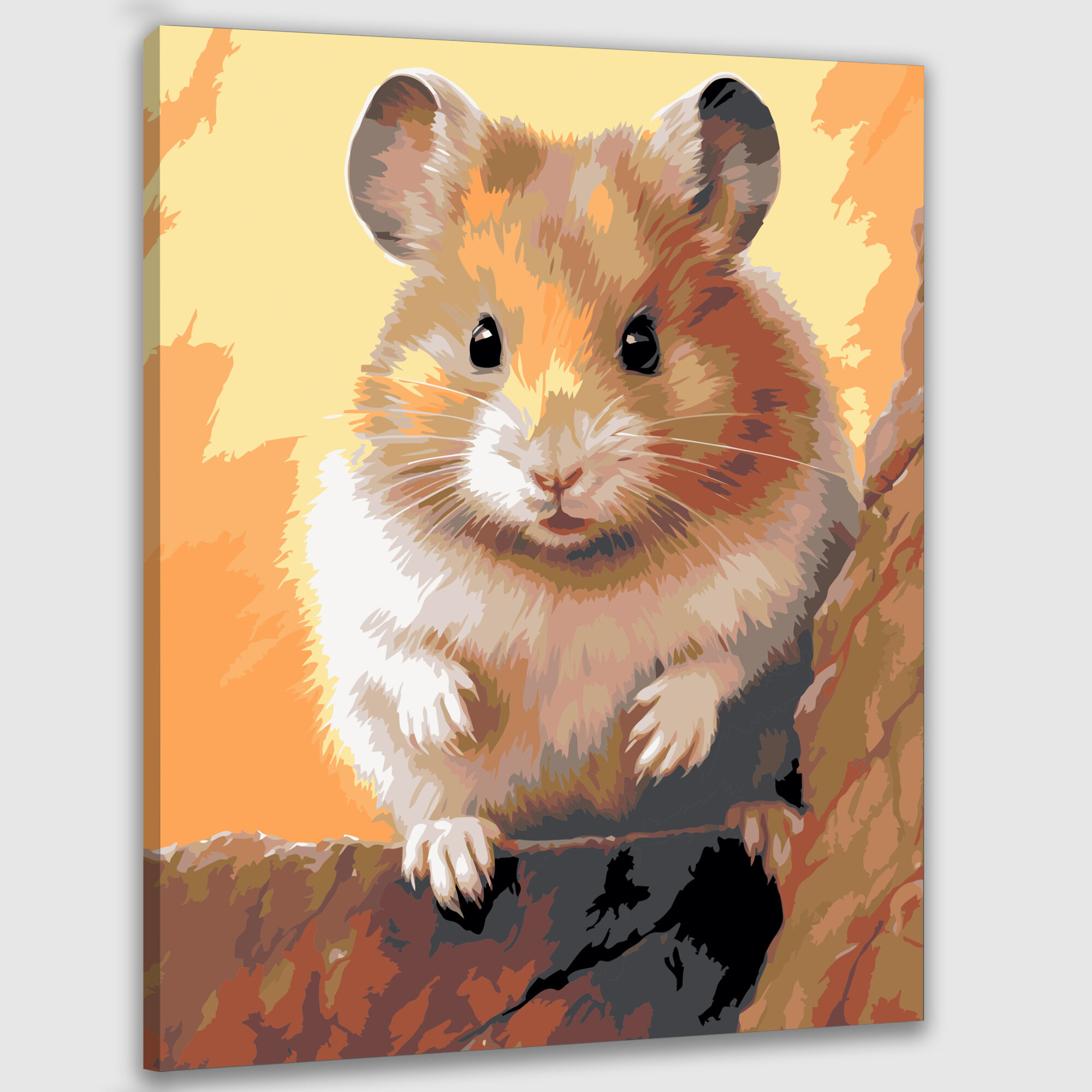 Картина по номерам 40x50 см, карандашный рисунок, хомячок, мех, растушеван, насыщенные тонов, землистые тонов.