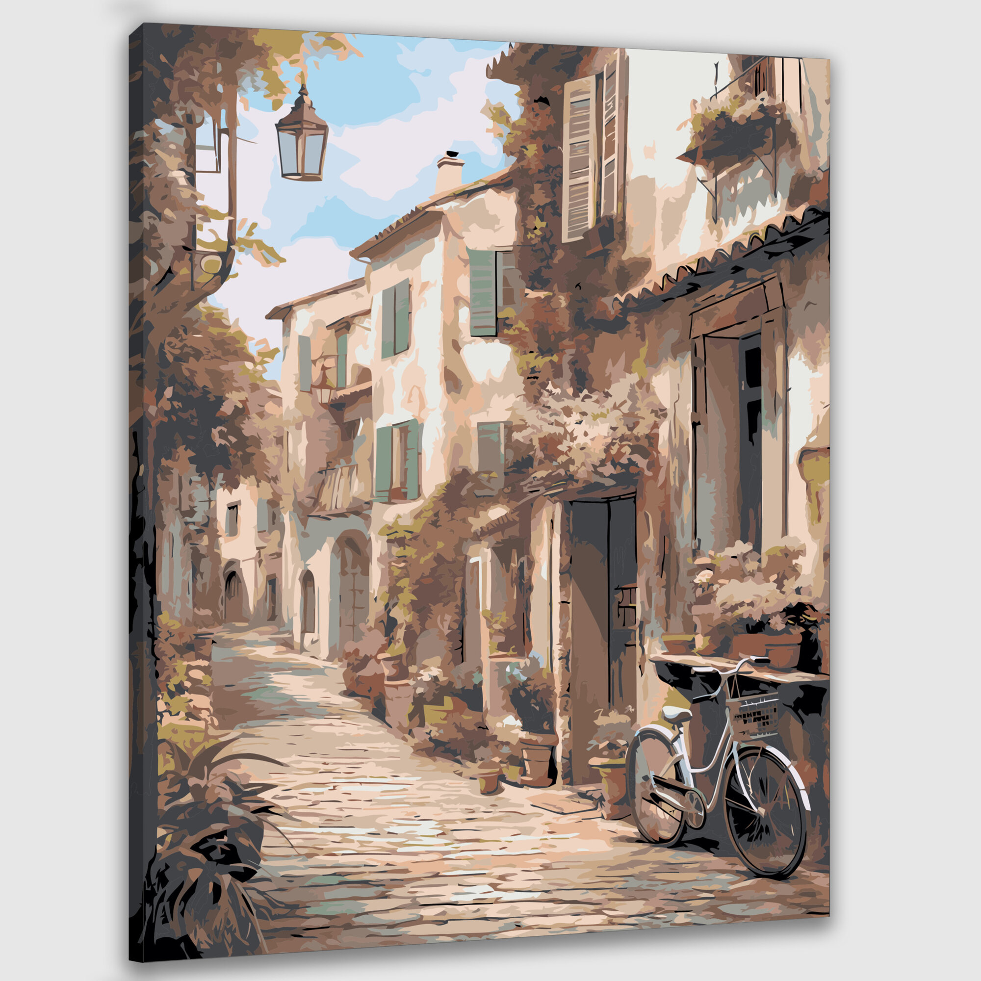 Картина по номерам 40x50 см, цифровая картина, деревня, шебби-шик, пастельные тонов, коттеджи, деревенский стиль