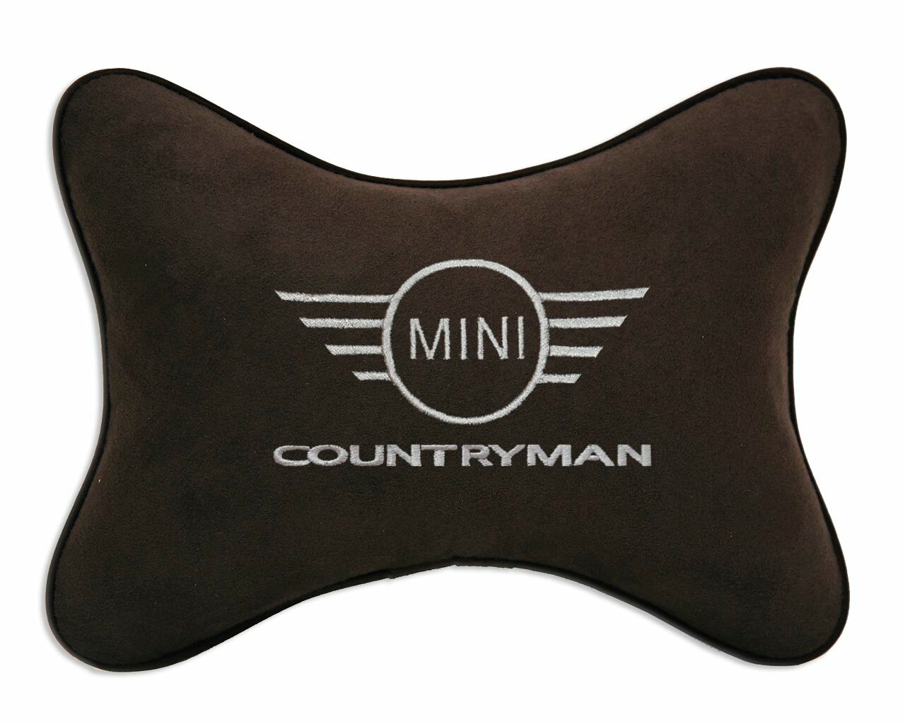 Подушка автомобильная на подголовник коричневая алькантара MINI Countryman