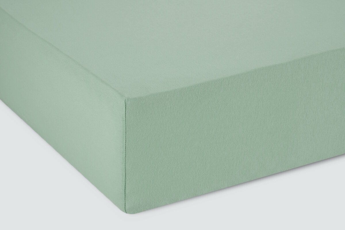 Простыня на резинке трикотажная Ecotex, трикотажное полотно (хлопок 100%), 90x200x20, оливковый
