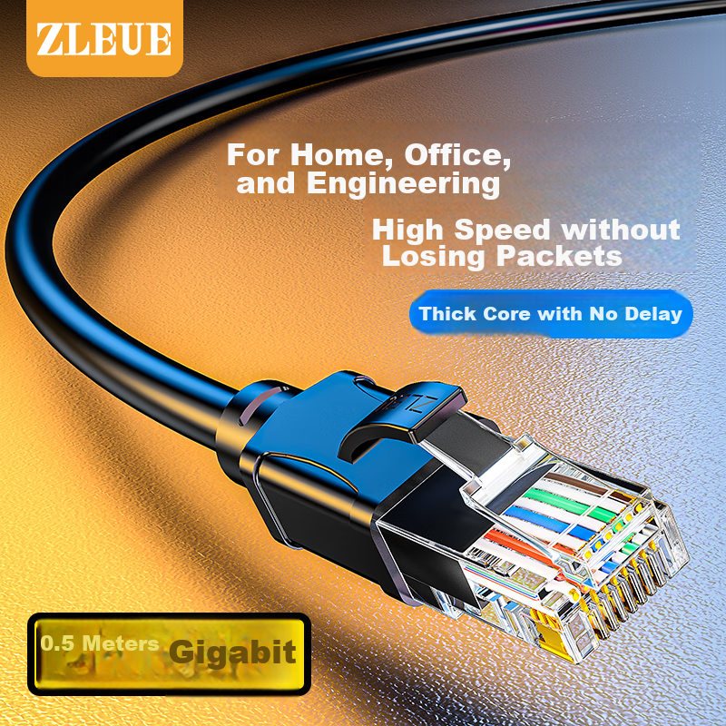 Value Count CAT5e High-Speed Gigabit Ethernet Cable, 0.5 Meter, for Engineering, Renovation, Broadband, Computer, Home Use, Patch Cord, Pre-Made Network Cable, Black ZL-5005BK