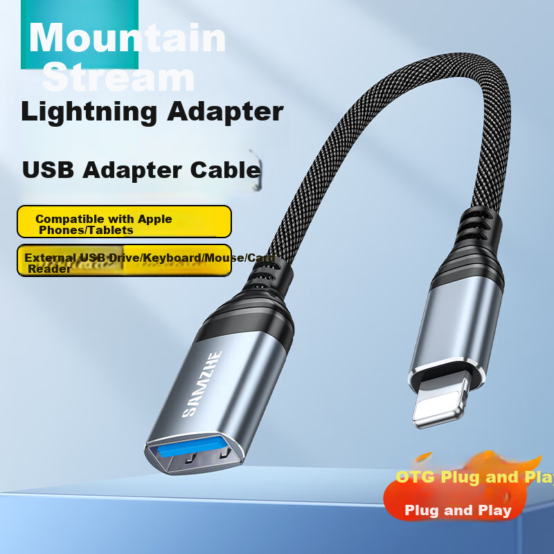 SAMZHE Apple OTG Adapter Lightning to USB Converter for iPhone iPad Tablet External USB Flash Drive Keyboard Mouse Camera Card Reader LA201-1