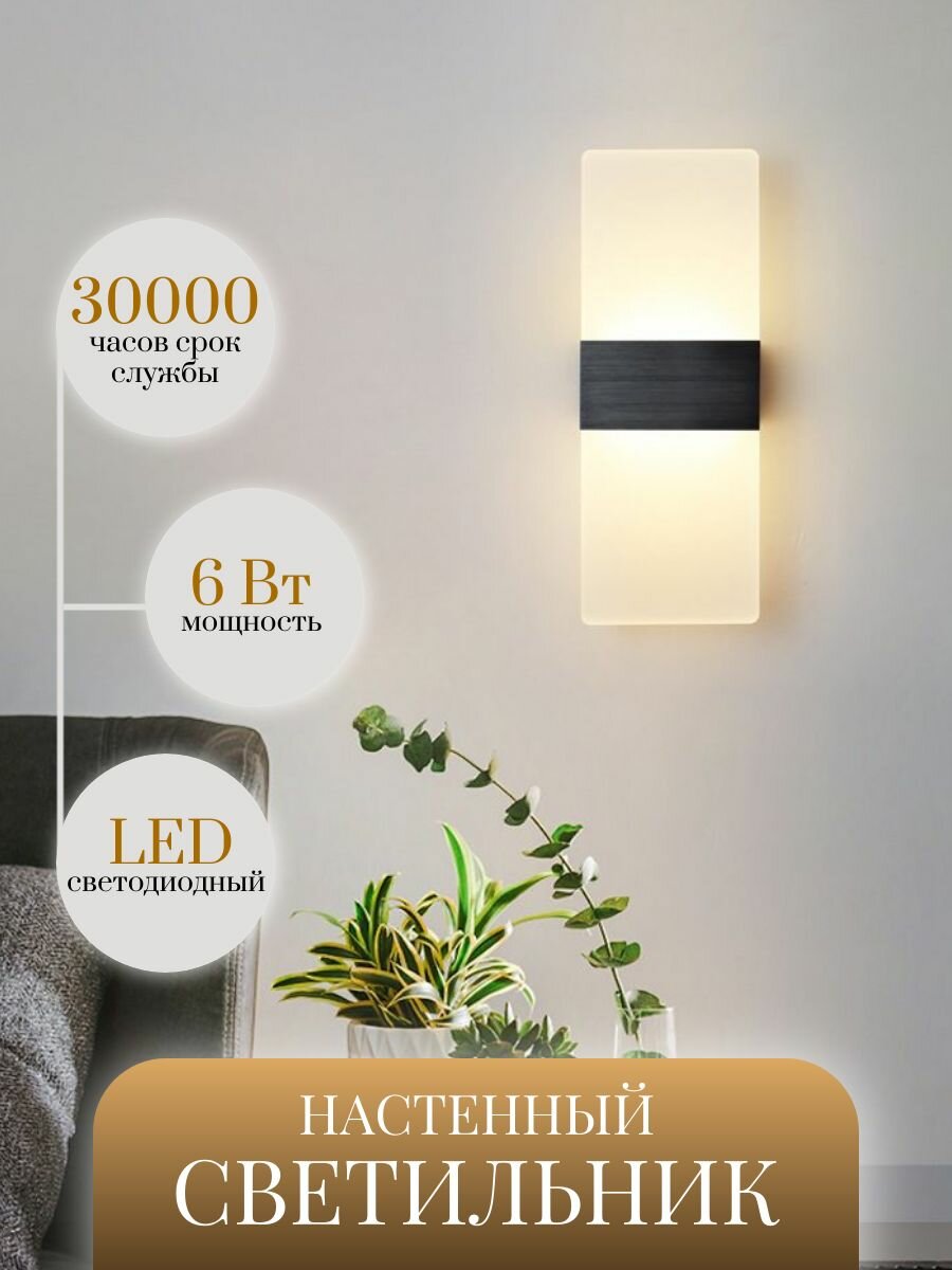 Светильник светодиодный настенный бра скандинавский стиль "черный" 220В