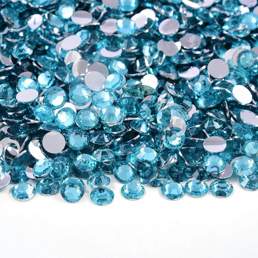 Стразы OLeeya круглые 2-6 мм для декорирования 4mm 2000pcs, Aquamarine