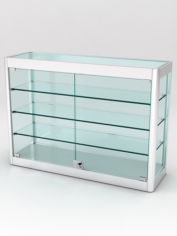 Витрина из профиля настенная "вайб ИКС" №3-3П-С-220 (задняя стенка Cтекло), Серый