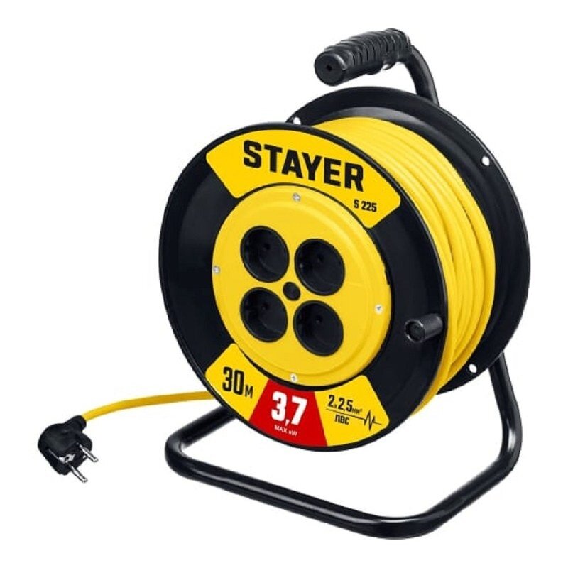 Удлинитель силовой 30м Stayer 55070-30 S-225, ПВС, 2 х 2.5мм2, 3750 Вт, на катушке