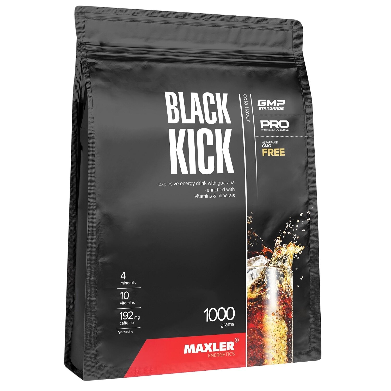 Энергетический кофеино-гуарановый продукт Black Kick 1000 гр пакет (Maxler) Кола