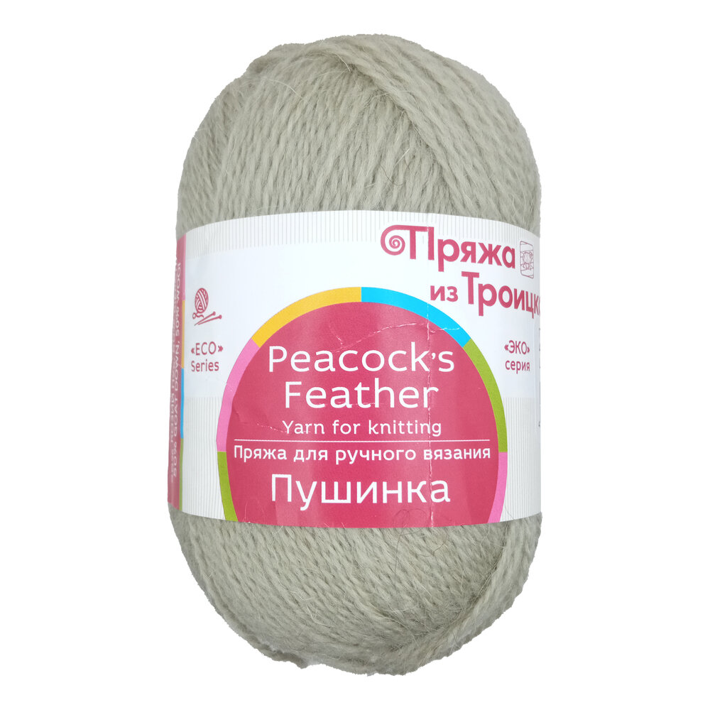 Пряжа для вязания ТКФ Пушинка 494 светлый хаки 50 гр/225 м 50% шерсть, 50% козий пух