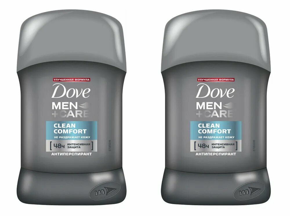 DOVE Men Сare Clean Comfort Дезодорант мужской твердый стик антиперспирант Дав Экстразащита и Уход, 2 x 50 мл (2 штуки)
