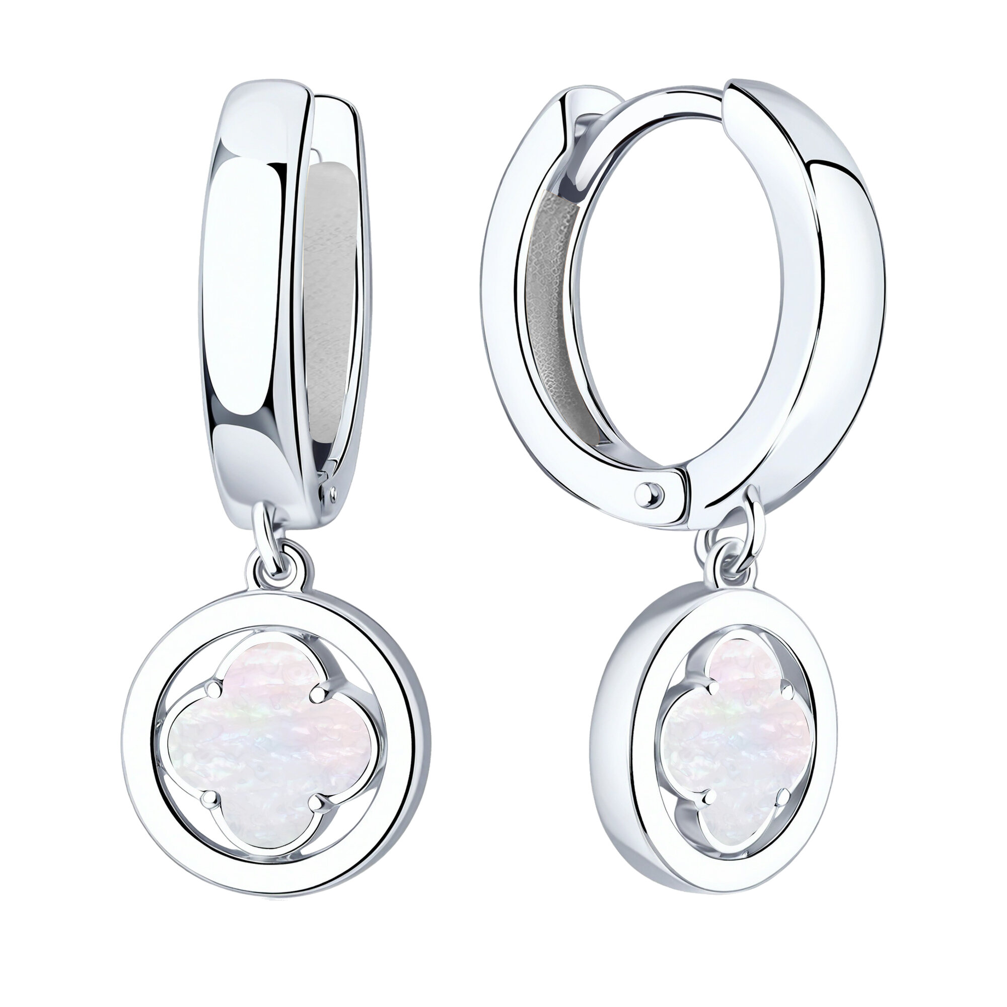 Серьги, серебро, 925 проба, родирование, перламутр