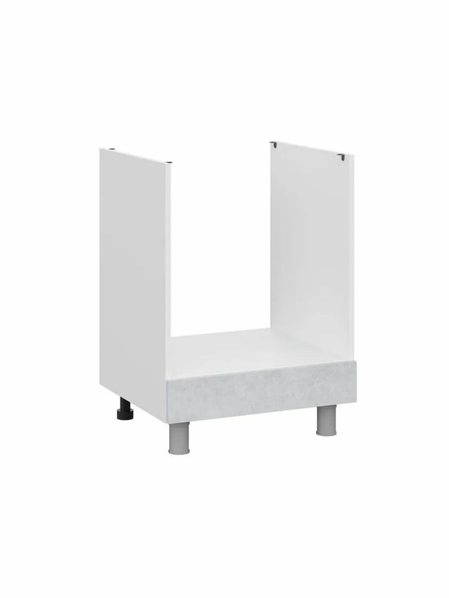 Кухонный модуль напольный, стол под духовку Велюр с ящиками, 60х50.6х82.4 см, Белый / Бетон снежный