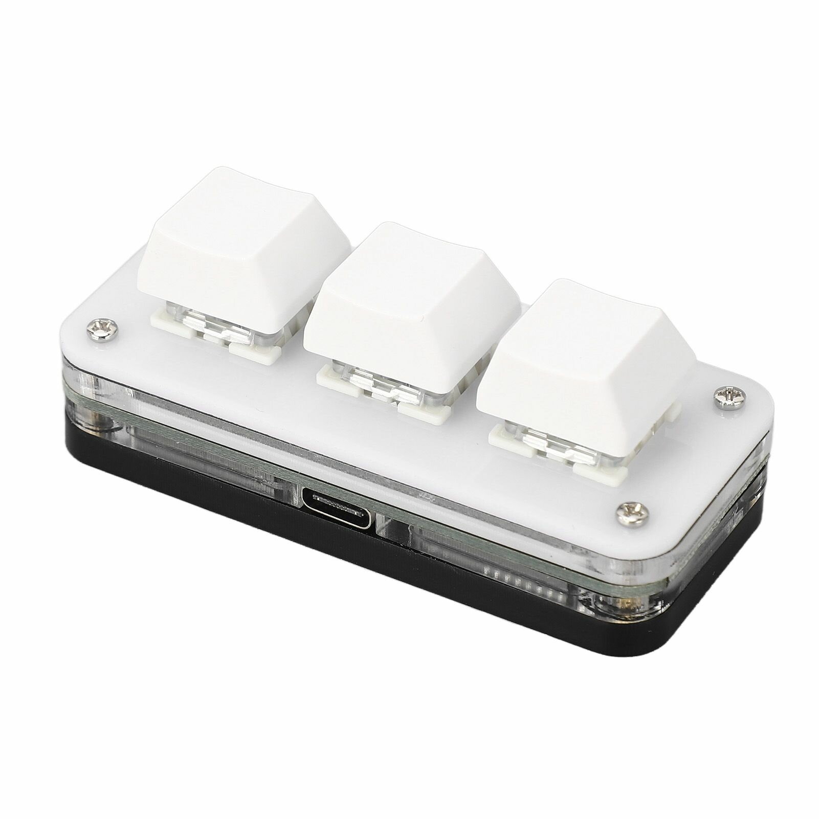 3-клавишная мини-клавиатура USB, механическая игровая программируемая макроклавиатура, синий переключатель с RGB-подсветкой для ПК, офисная работа, белый
