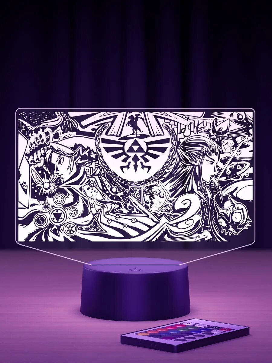 Ночник Игра Легенда о Зельде - The Legend of Zelda. Подарок геймеру — декор для игровой комнаты с символикой популярных игр, узнаваемыми персонажами и атмосферой киберспорта.