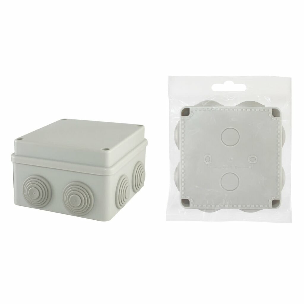 Коробка распаячная, открытая, 110х110х70 мм, TDM Electric, крышка на винтах, 8 входов, IP55, SQ1401-0114