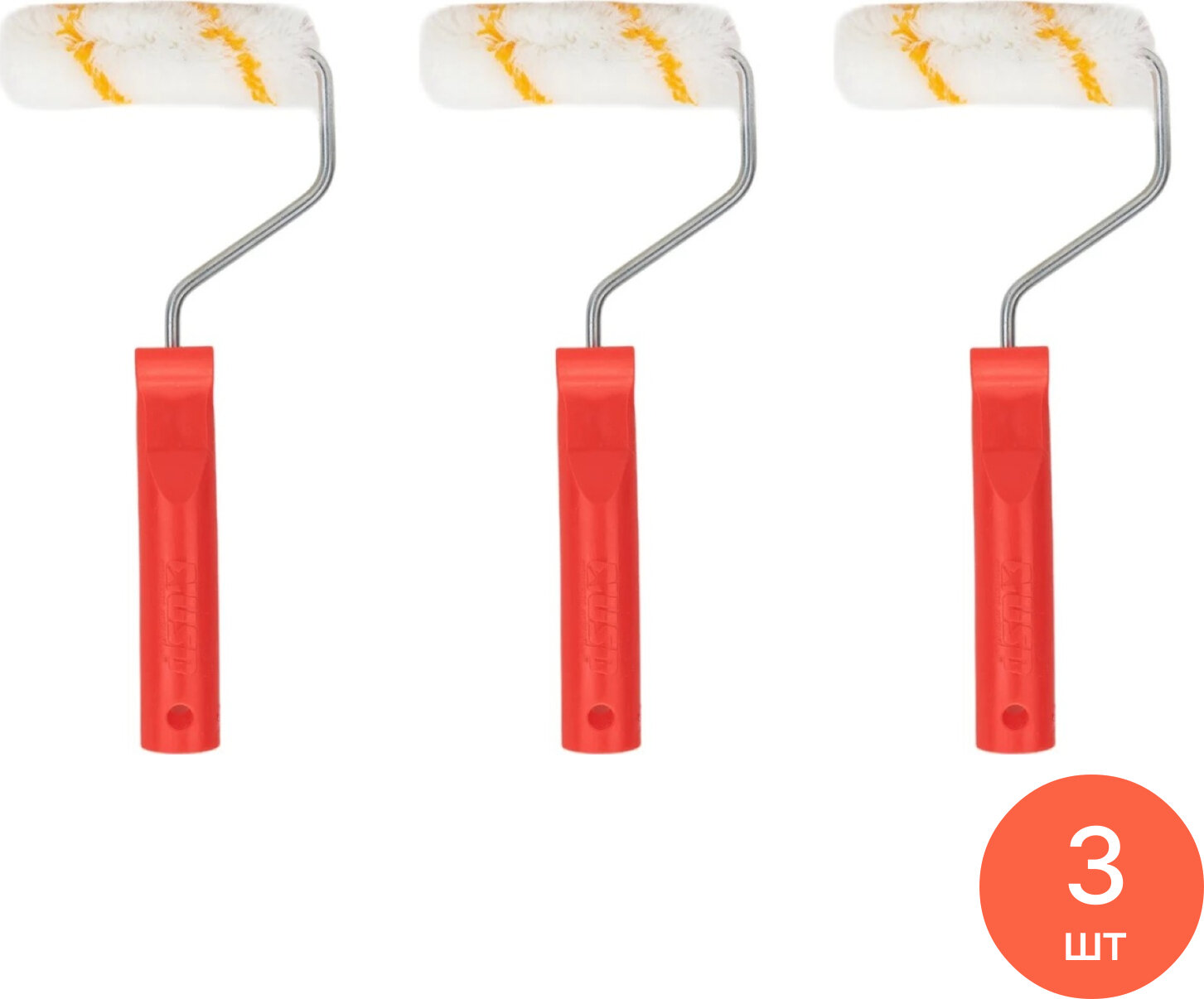 Валик малярный USP / УСП мини из полиакрила, ворс 10мм, диаметр 35мм, длина 100мм / ручной инструмент (комплект из 3 шт)