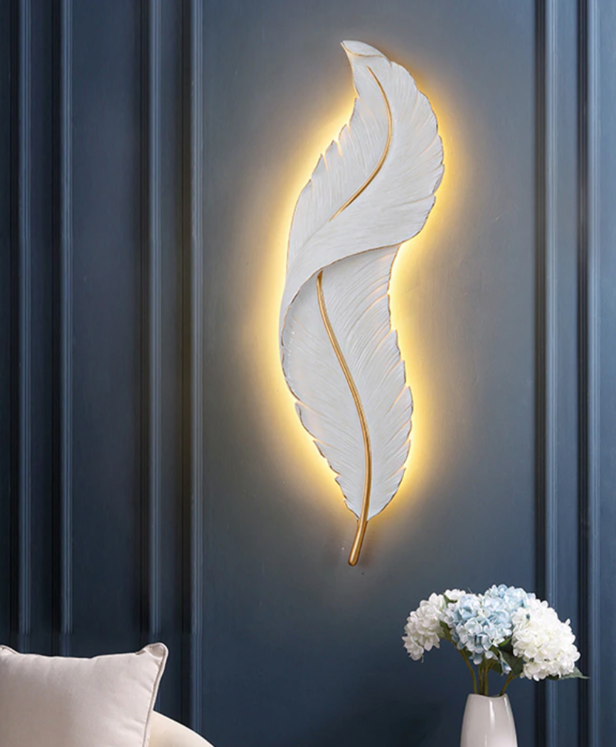 Светильник светодиодный настенный Plume белый с золотом, 65x18 см,