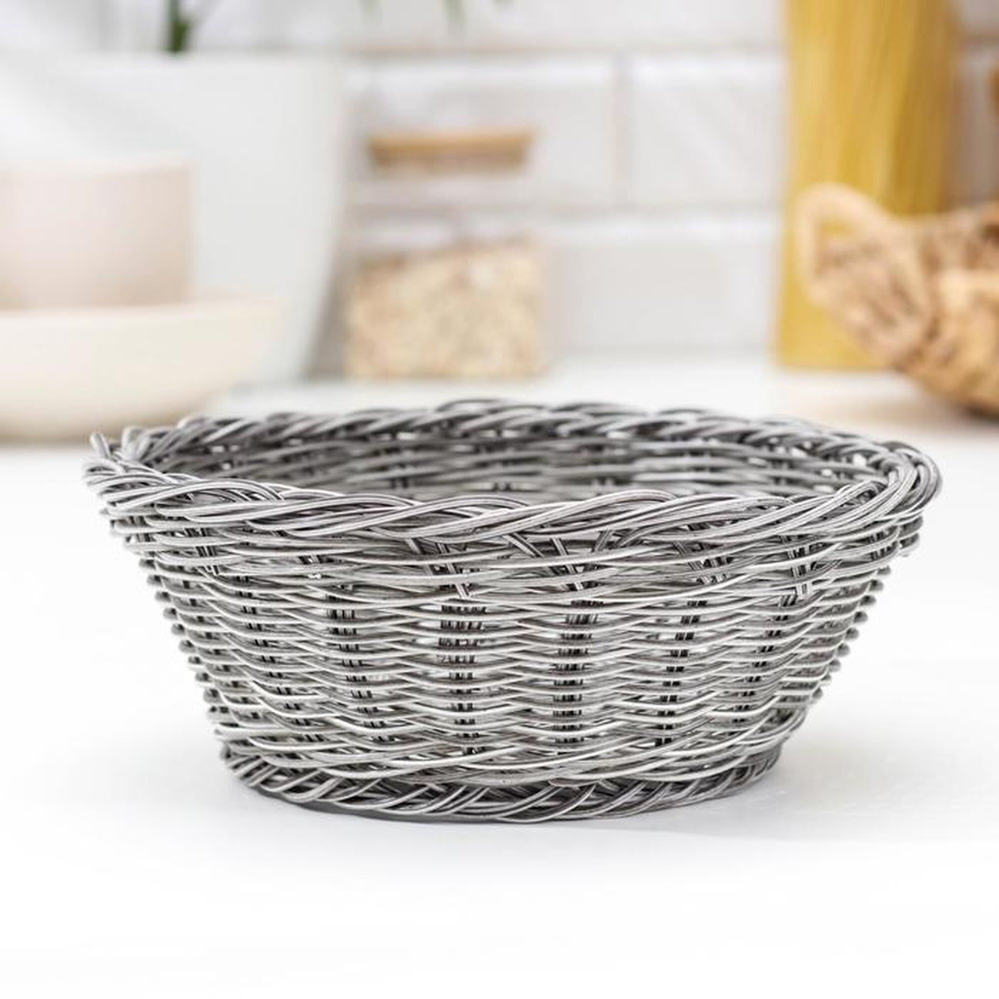 Корзинка для хлеба Доляна «Сеновал», 20×20×8 см, пластик, серый