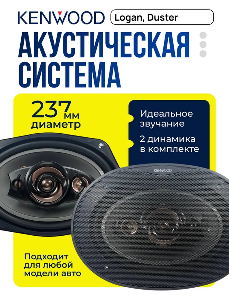 Динамики Kenwood 1800W 16x24 см комплект 2 шт