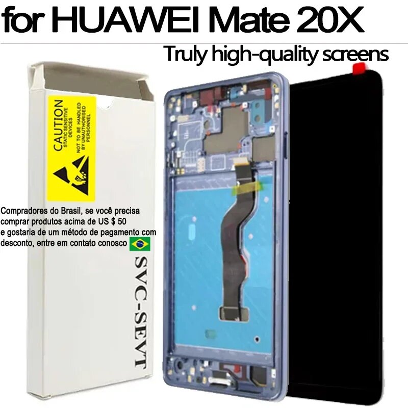 Оригинальная замена OLED 7,2 дюйма для Huawei Mate 20X ЖК-дисплей с сенсорным LCD No frame 5G