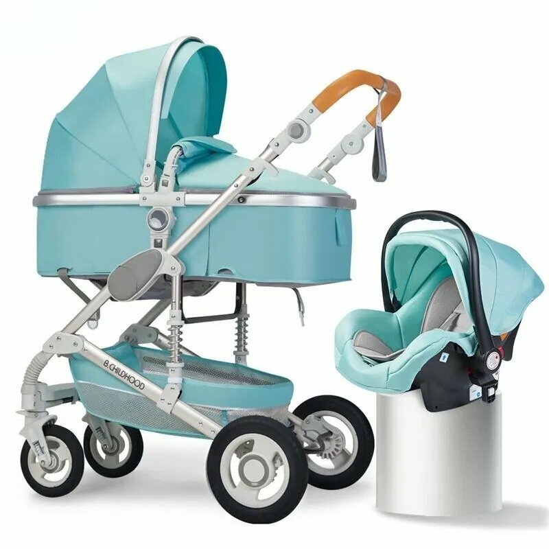Коляска 3 в 1 для новорожденных с алюминиевой рамой, уникальным дизайном и 3D амортизацией, безопасное автокресло и регулируемый козырек, идеальна для путешествий! YZ