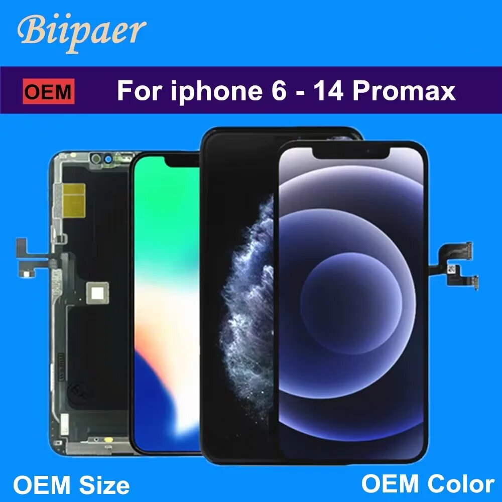 OEM Pantalla Мягкий OLED-дисплей для iPhone X XS 11 Pro ЖК-дисплей с дигитайзером ЖК-экрана для iPhone 13Pro 14 Promax 15 Pro max XR OEM
