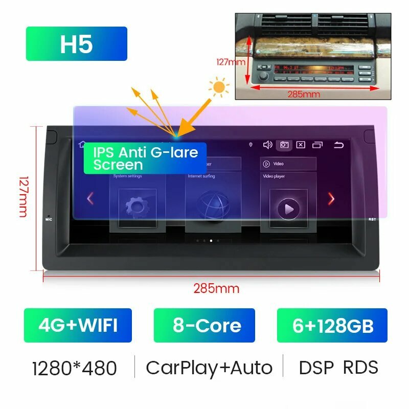 Автомобильная магнитола для авто Умная Система Android магнитола бмв е39 для BMW X5 E53 M5 E38 1996-2007, автомагнитола, стерео, мультимедийный плеер, навигатор для авто Carplay + Android Auto WIFI RDS DSP BM04H5
