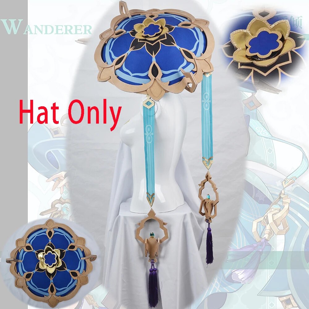 GenshinImpact Scaramouche Wanderer Косплей костюм One Size, HatOnlyBlue