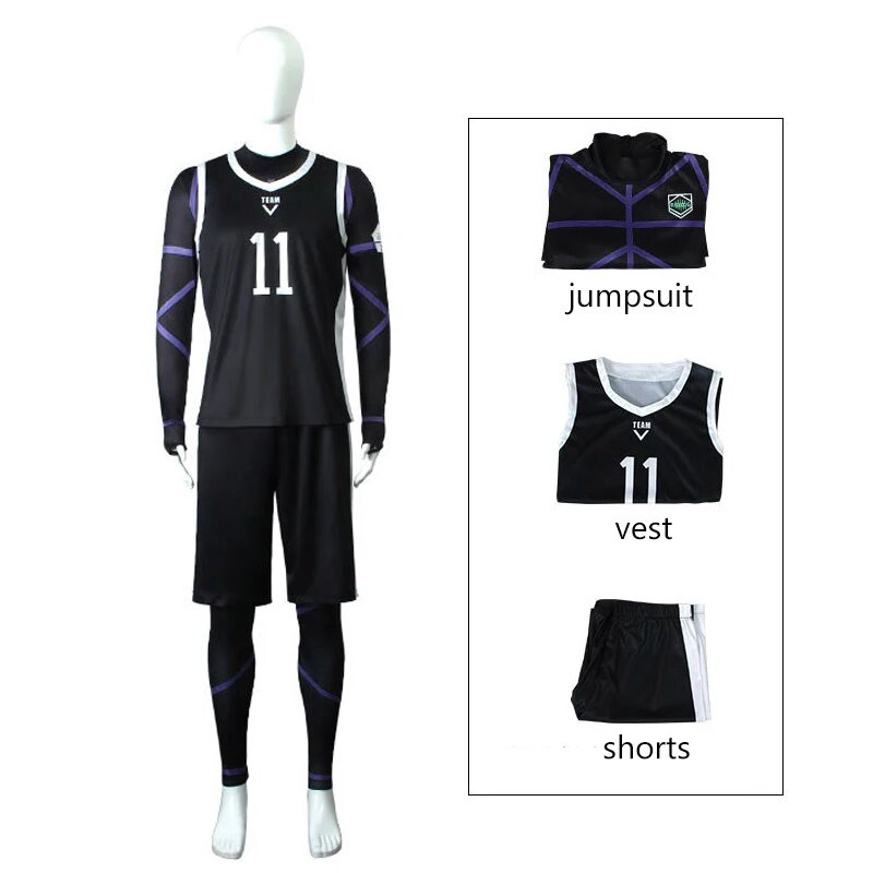 Косплей комплект Blue Lock Наги Сейширо / Рео Микаге Черный, XXXL, (No.11) costume