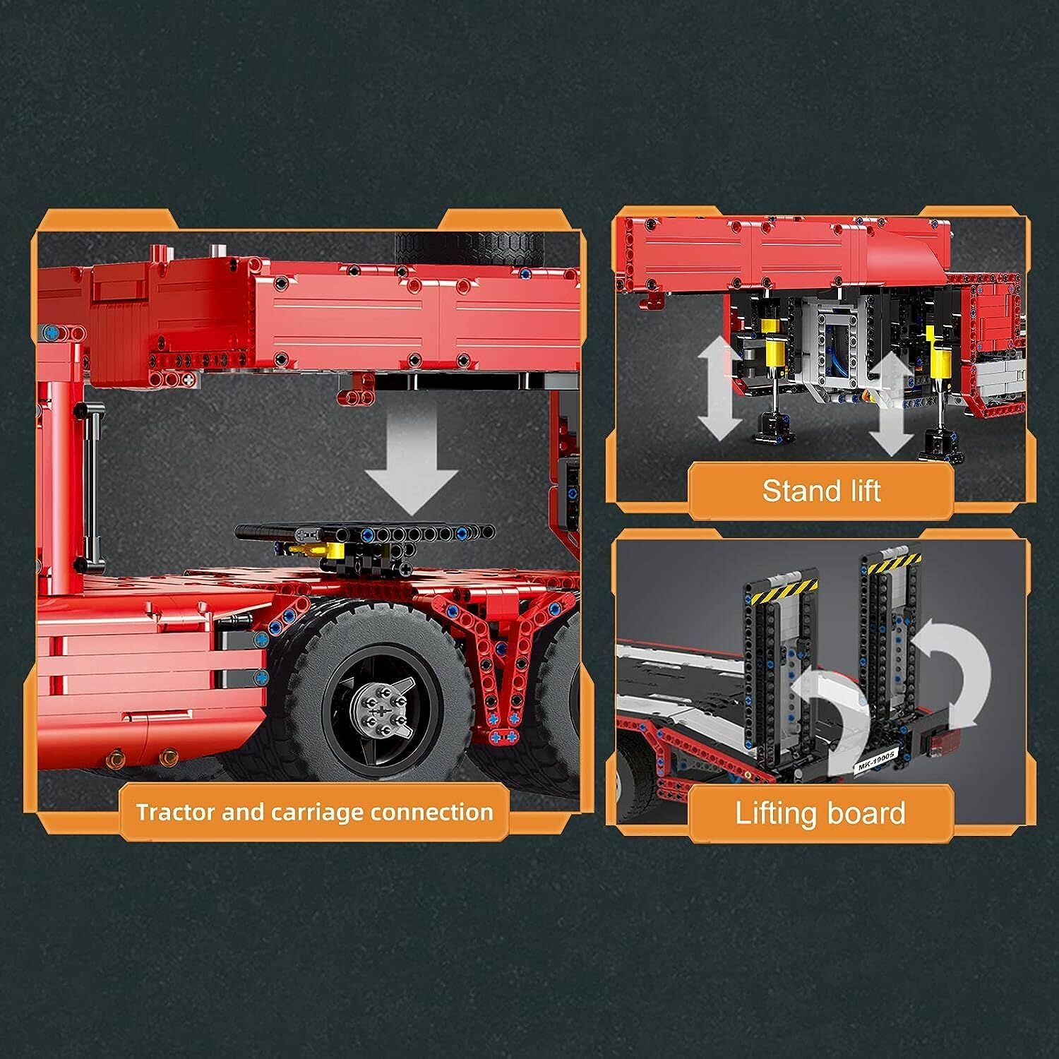 Конструктор MOULD KING 19005Т Прицеп-платформа для тягача с ДУ 3368 деталей. Развивающий конструктор для мальчиков 14+