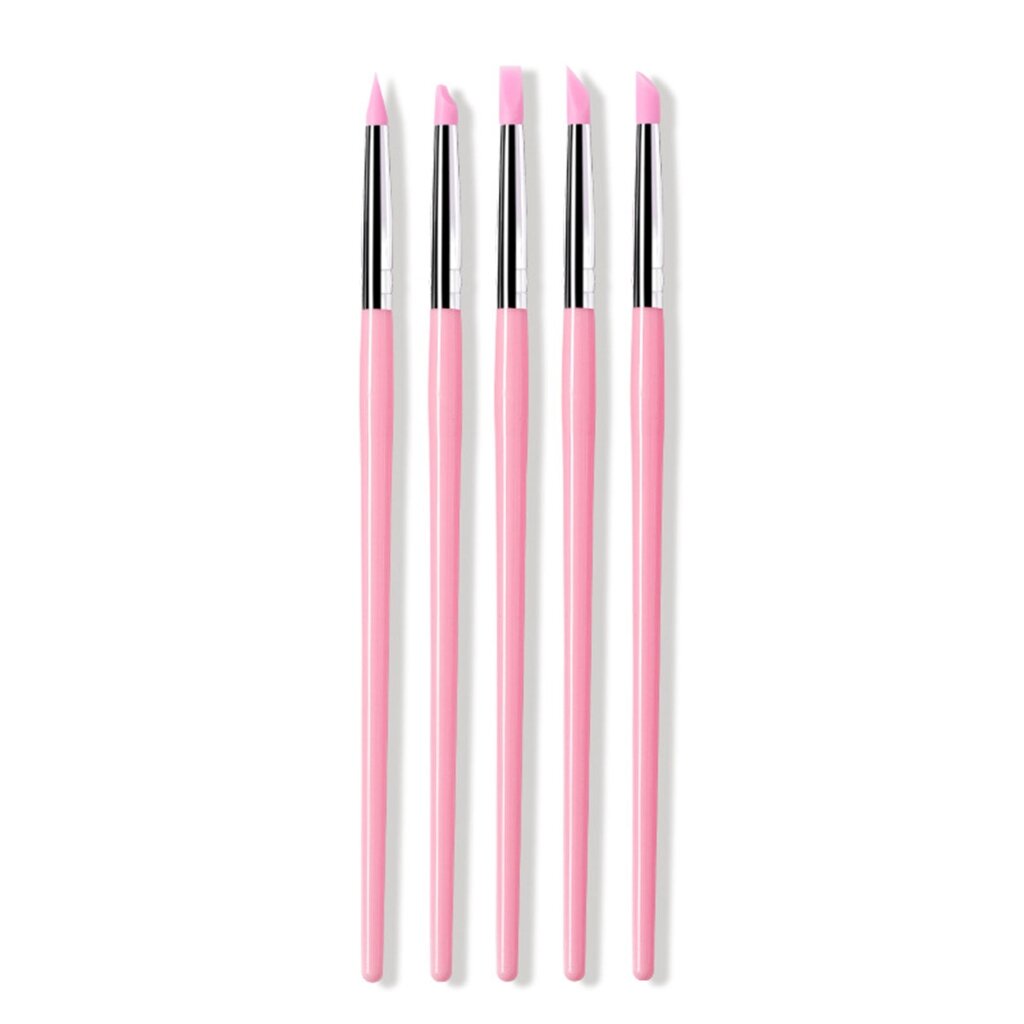5шт Силиконовые Кисти Для Нейл-арта Для Гелевых Ногтей И Изготовления Керамики С Мягкими Силиконовыми Наконечниками Моделирующие Кисти Для Нейл-арта