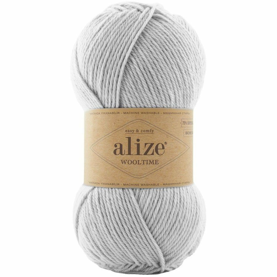 Пряжа Alize WOOLTIME 208 св. серый (5 мотков)